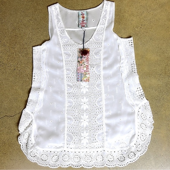 Johnny Was | Tops | New Johnny Was Lacey Floral Eyelet Tank White Extra ...